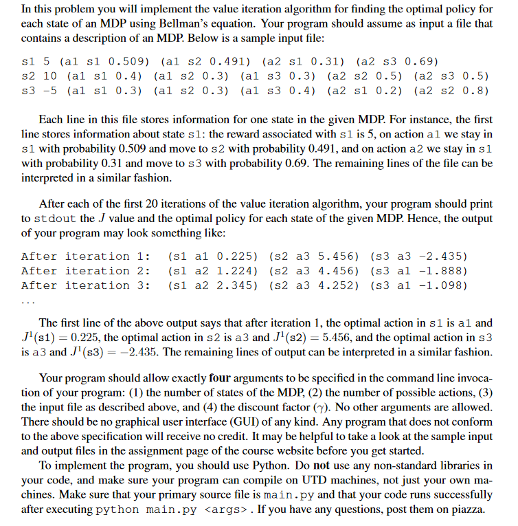 In this problem you will implement the value | Chegg.com