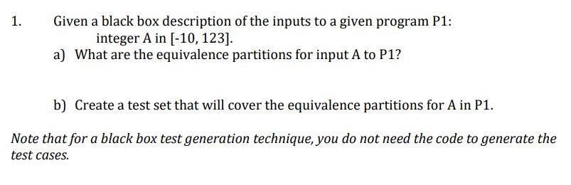 Solved 1. Given a black box description of the inputs to a | Chegg.com