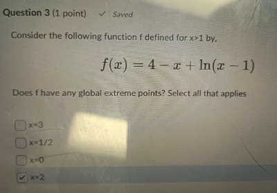 Solved Question 3 (1 point)\\nConsider the following | Chegg.com