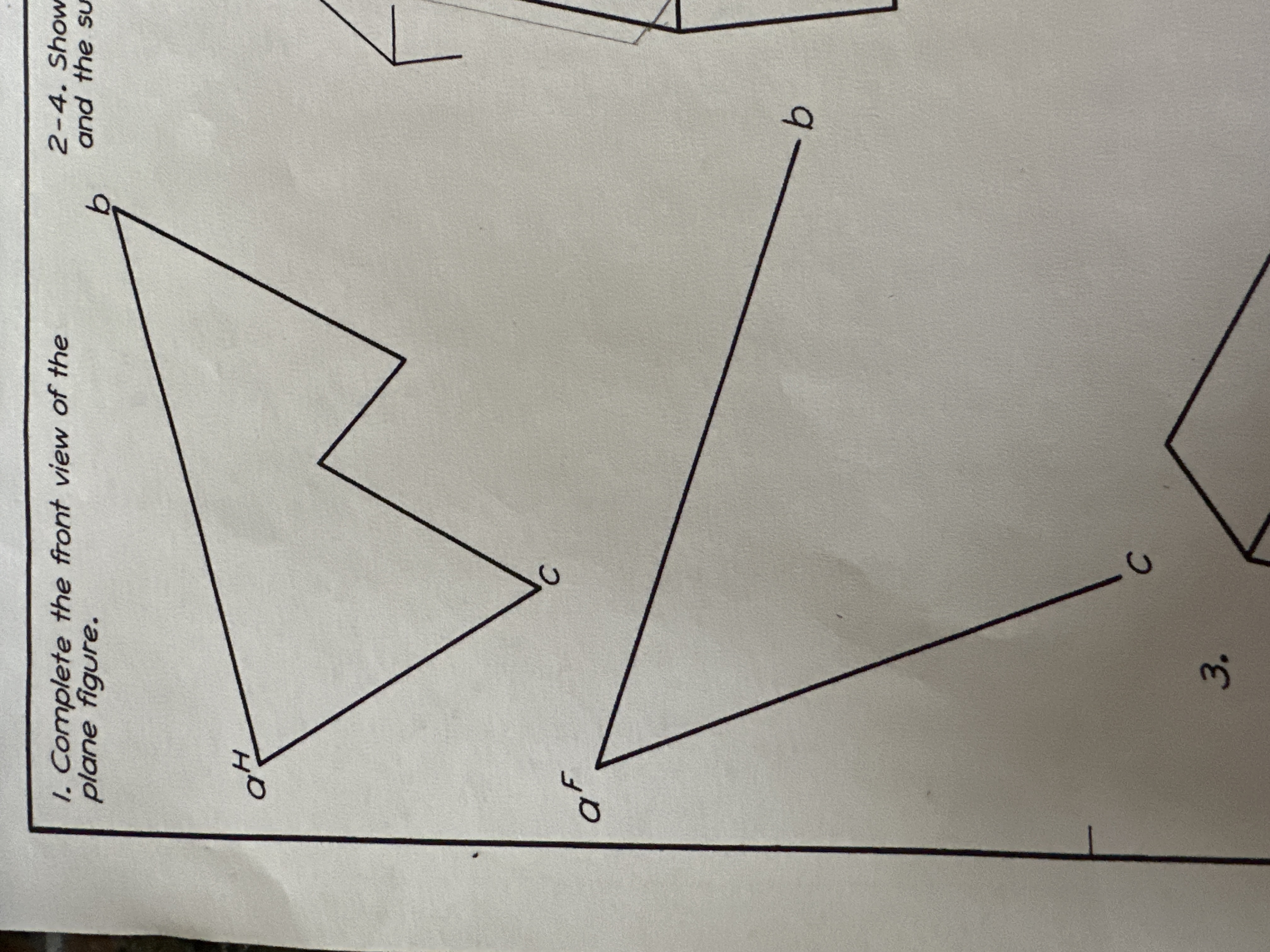 Complete the front view of the plane figure | Chegg.com