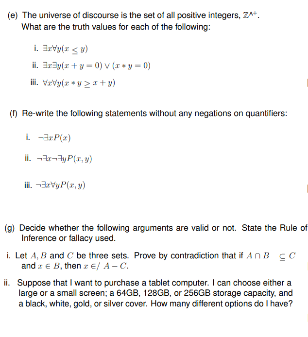 Solved (e) The universe of discourse is the set of all | Chegg.com