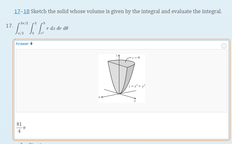 Solved 17-18 Sketch the solid whose volume is given by the | Chegg.com