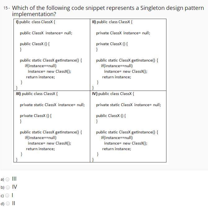Solved 15 - Which of the following code snippet represents a | Chegg.com