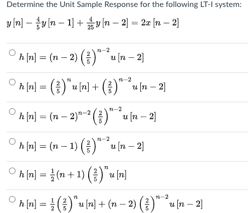 Solved Determine the Unit Sample Response for the following | Chegg.com