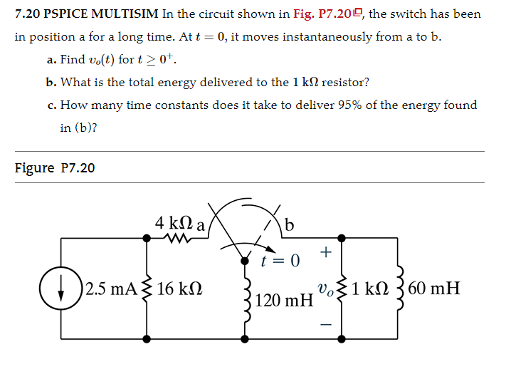 Solved 7.20 PSPICE MULTISIM In the circuit shown in Fig. | Chegg.com
