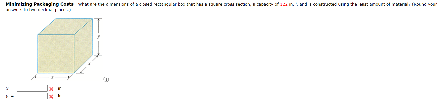 Solved Minimizing Packaging Costs What are the dimensions of | Chegg.com