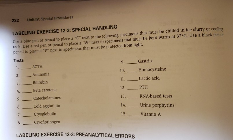 Solved 232 Unit IV: Special Procedures LABELING EXERCISE | Chegg.com
