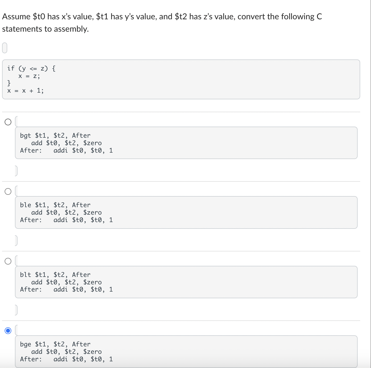 Solved Assume $t0 ﻿has x's value, $t1 ﻿has y's value, and | Chegg.com