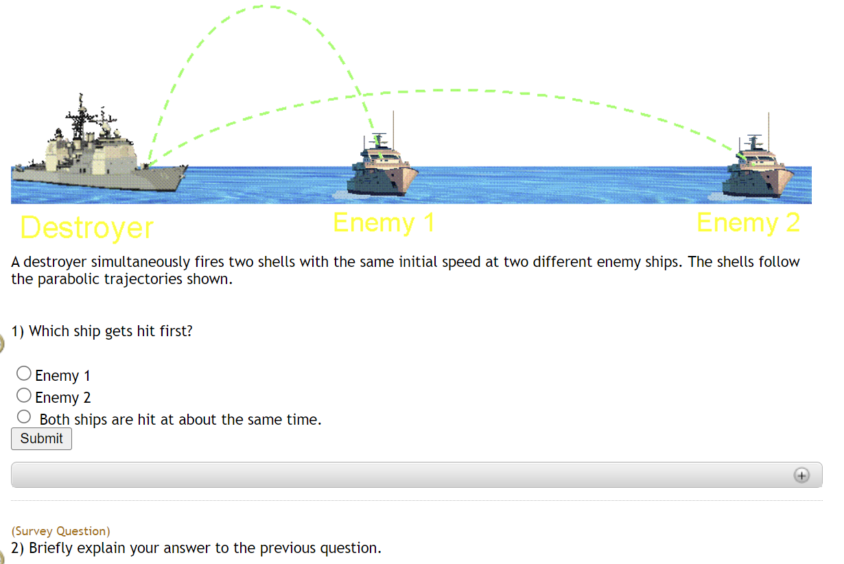 Solved A destroyer simultaneously fires two shells with the | Chegg.com