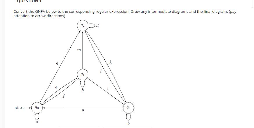 Solved Convert the GNFA below to the corresponding regular | Chegg.com
