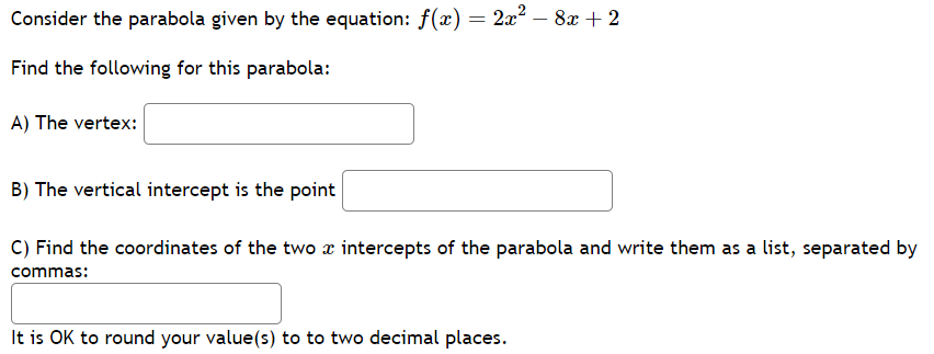 Solved Consider the parabola given by the equation: | Chegg.com