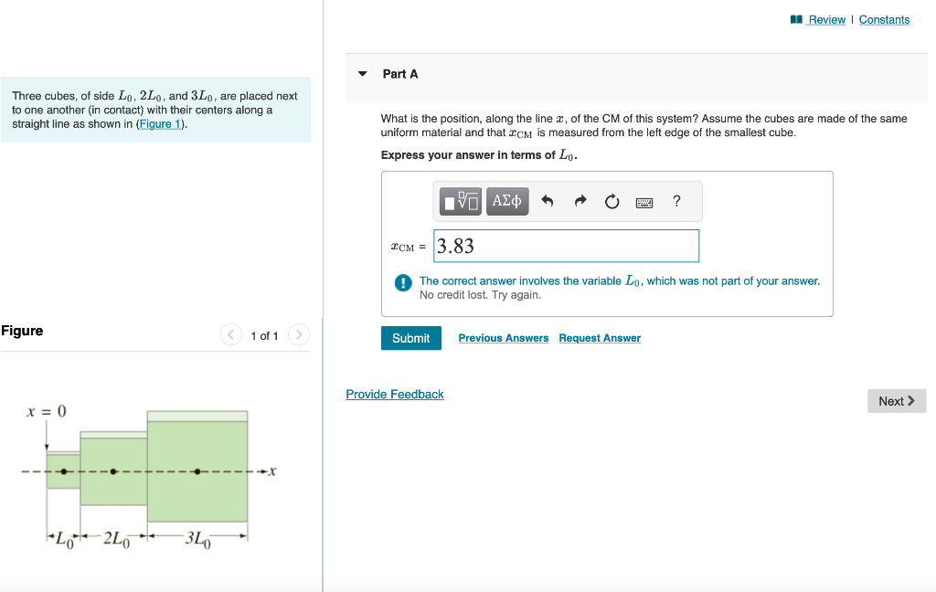 Solved Three cubes, of side L0,2L0, and 3L0, are placed next | Chegg.com