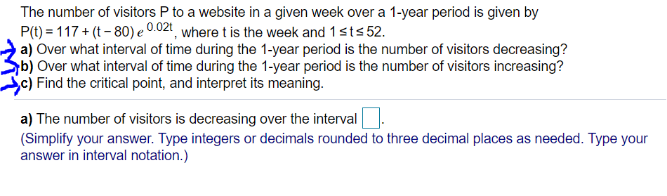 Solved The number of visitors P to a website in a given week | Chegg.com