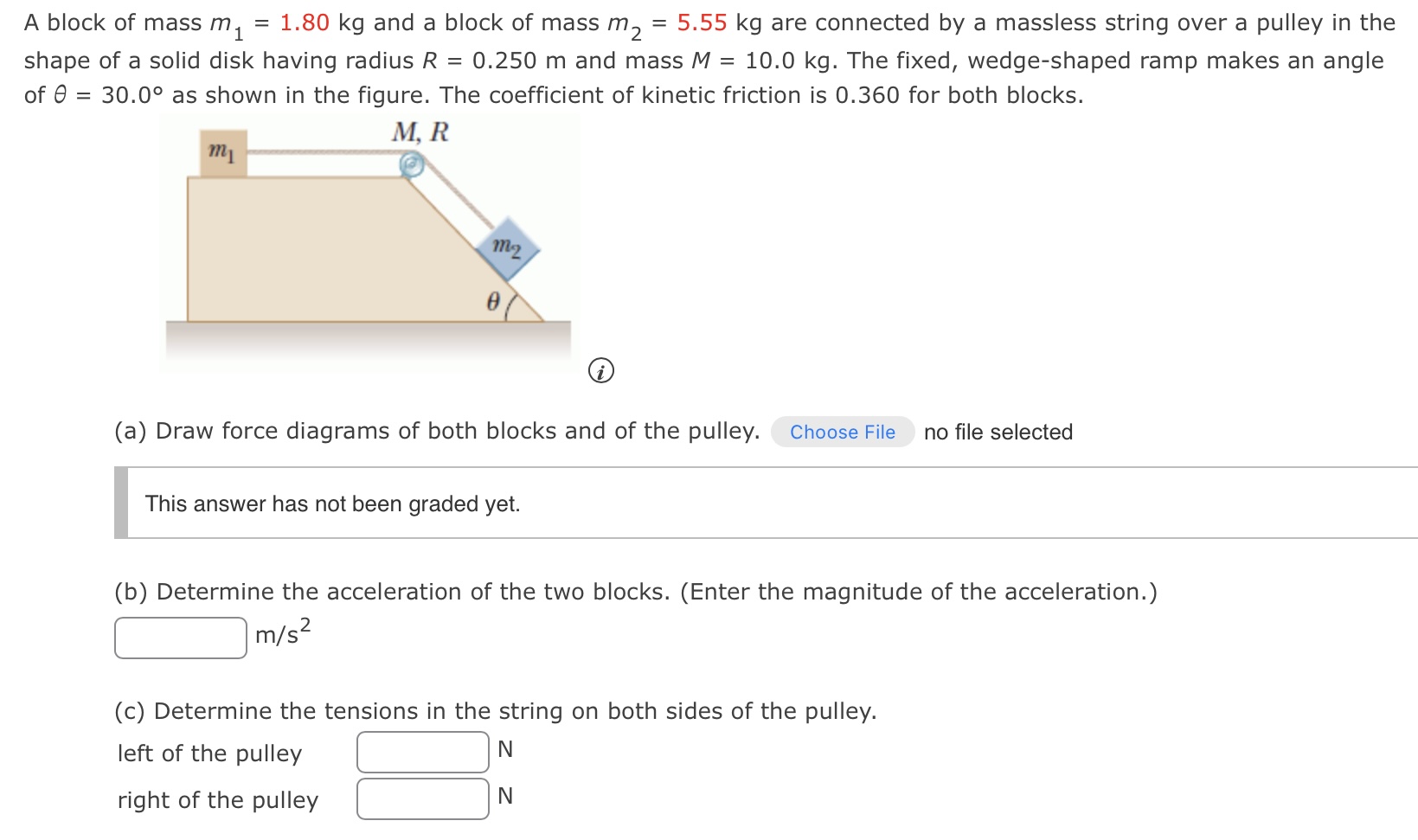 Solved block of mass m1=1.80 kg and a block of mass m2=5.55 | Chegg.com