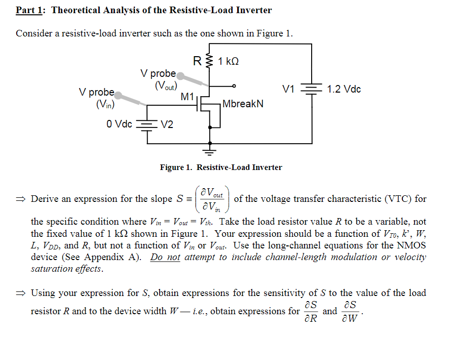 Solved Part 1: Theoretical Analysis of the Resistive-Load | Chegg.com