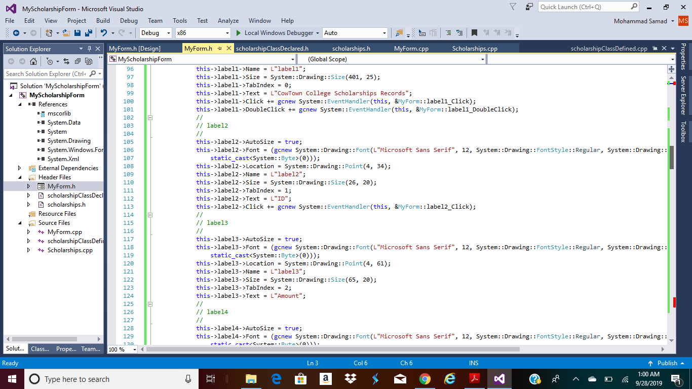 Solved Quick Launch (Ctrl+Q) MyScholarshipForm Microsoft | Chegg.com