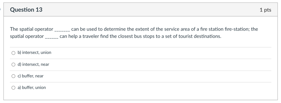 Solved Question 13 1 pts The spatial operator spatial | Chegg.com