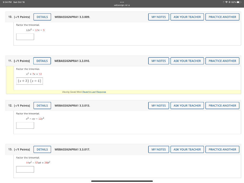 Solved Factor completely with linear and/or irreducible | Chegg.com