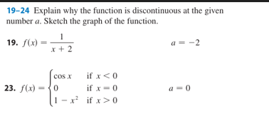 Solved 19-24 ﻿Explain why the function is discontinuous at | Chegg.com