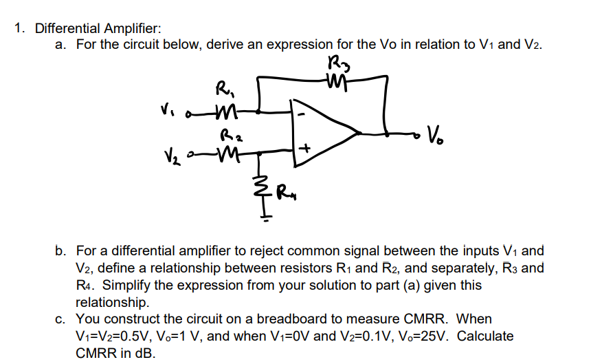 Solved Differential Amplifier: a. For the circuit below, | Chegg.com