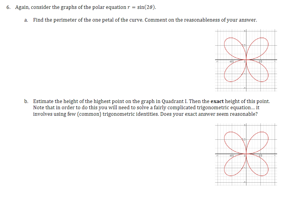 Solved 6. Again, consider the graphs of the polar equation | Chegg.com