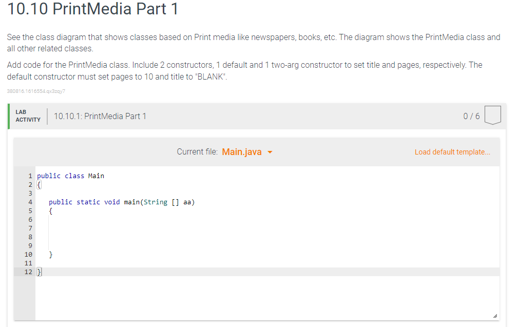Solved 10.10 Print Media Part 1 See the class diagram that | Chegg.com