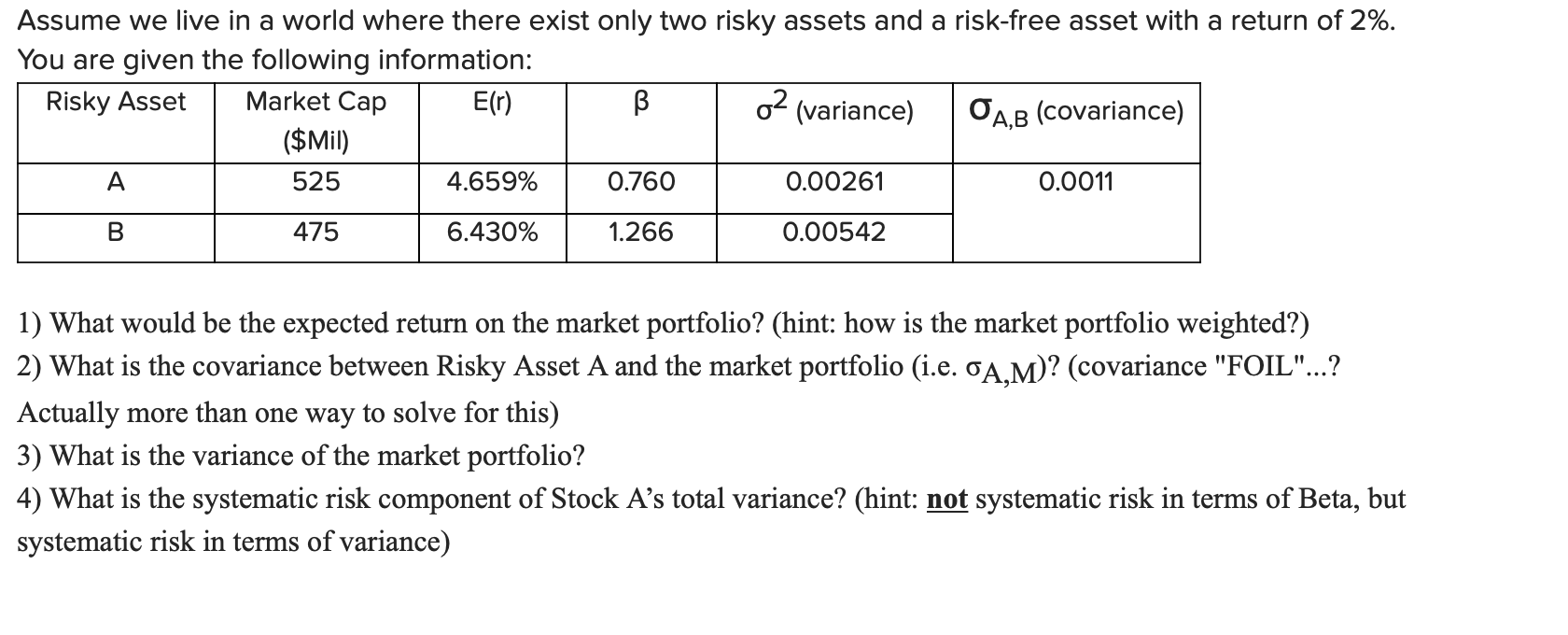 Solved Assume we live in a world where there exist only two | Chegg.com