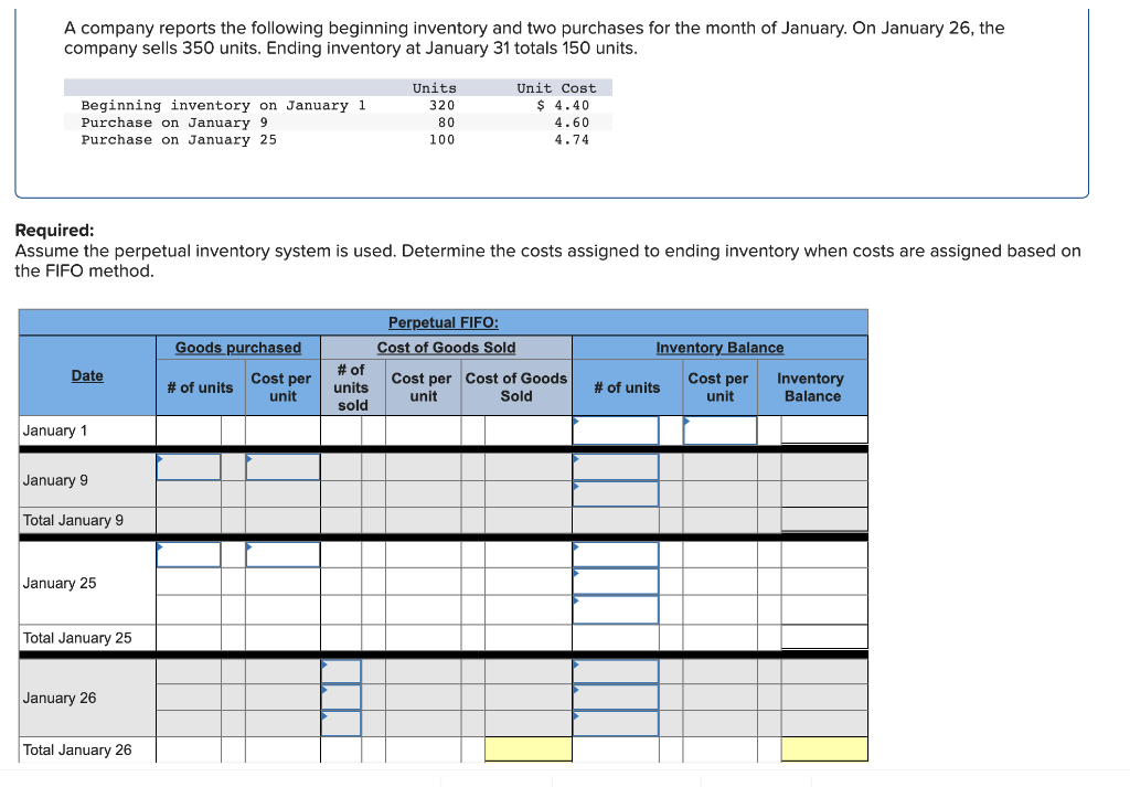 Solved A company reports the following beginning inventory | Chegg.com