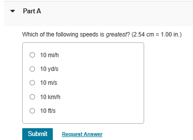 Solved Which of the following speeds is greatest? (2.54 | Chegg.com