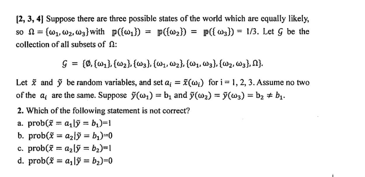 Solved [2, 3, 4] Suppose there are three possible states of | Chegg.com