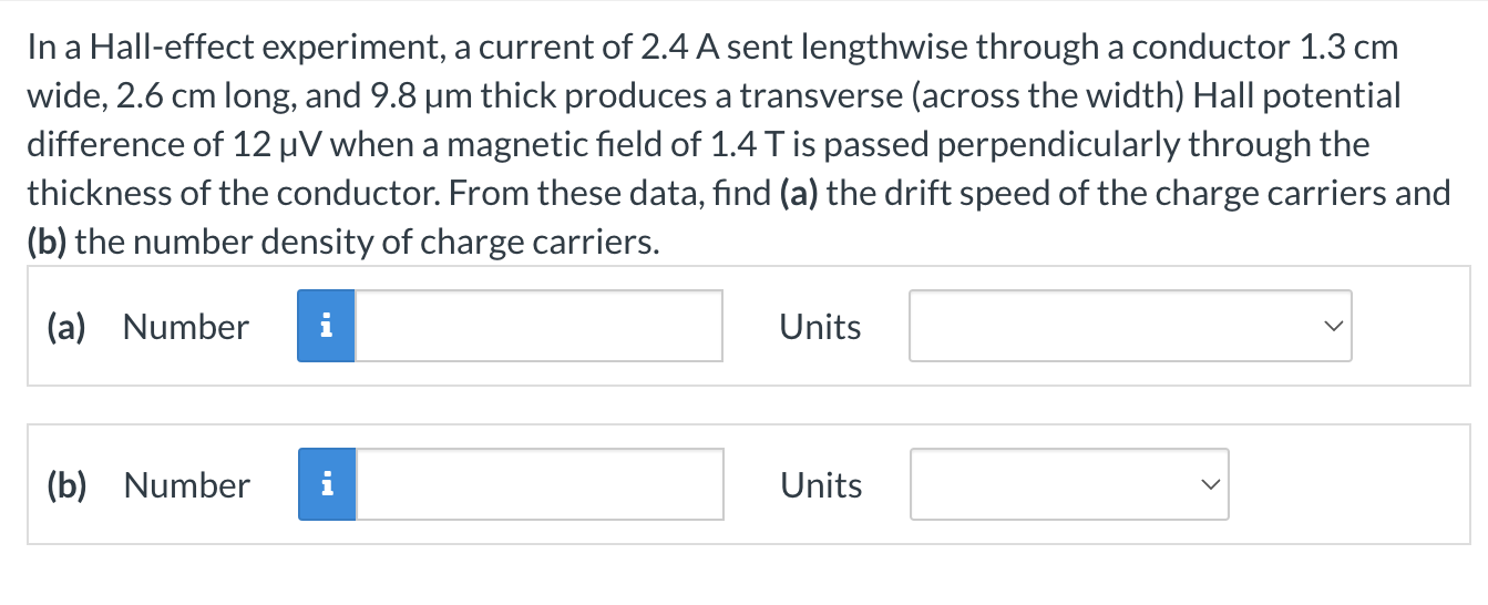 Solved In a Hall-effect experiment, a current of 2.4 A sent | Chegg.com