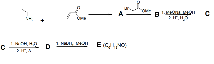 Solved Br A ОMe B 1. MeONa, Me OH 2. HỶ, HO C NH2 ОMe + 1. | Chegg.com