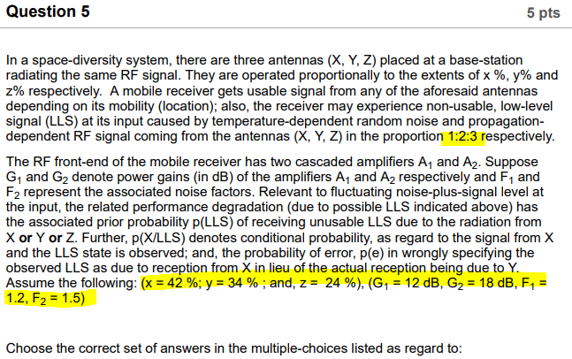 In a space-diversity system, there are three antennas | Chegg.com