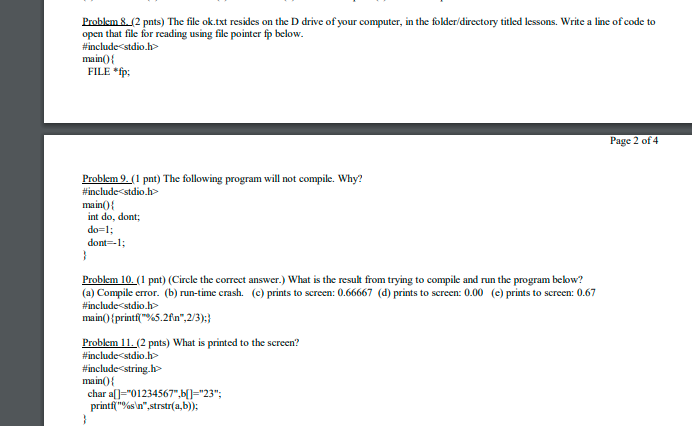 Solved Problem 8.12 pnts) The file ok.txt resides on the D | Chegg.com