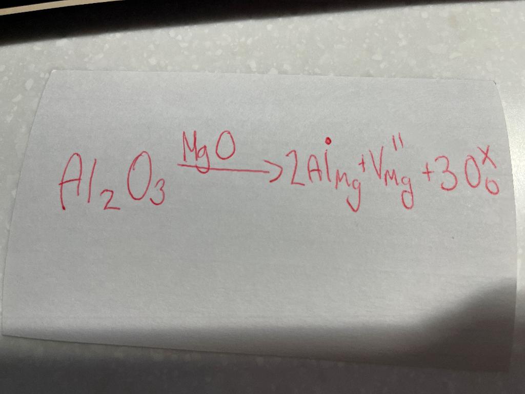 Solved The substitution defect reaction for a small amount | Chegg.com