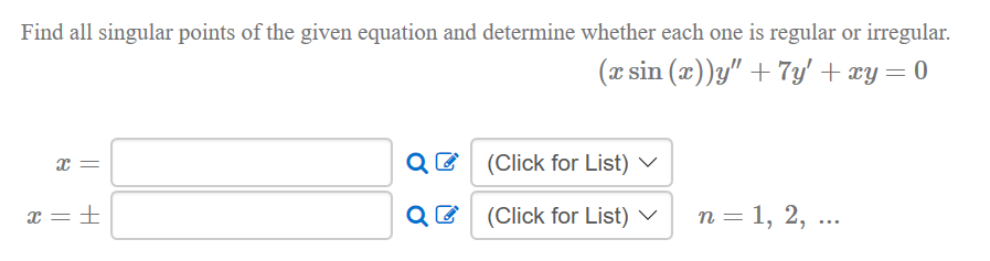 Solved Find all singular points of the given equation and | Chegg.com