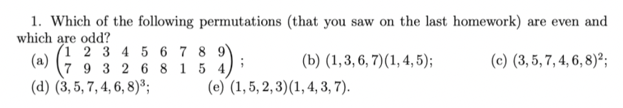 Solved 1. Which of the following permutations (that you saw | Chegg.com