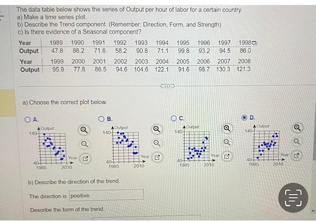 Solved The data table below shows the series of Output per | Chegg.com