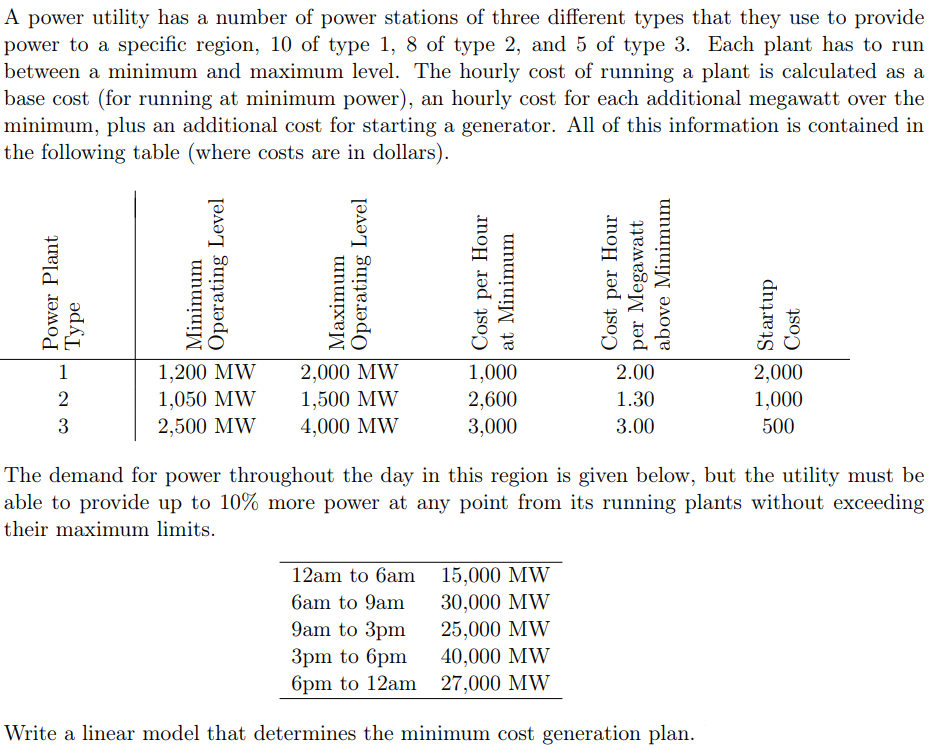 A power utility has a number of power stations of | Chegg.com