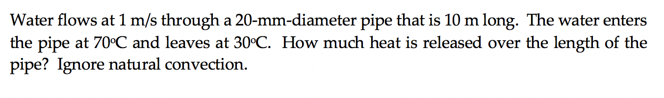 Solved Water flows at 1 m/s through a 20-mm-diameter pipe | Chegg.com