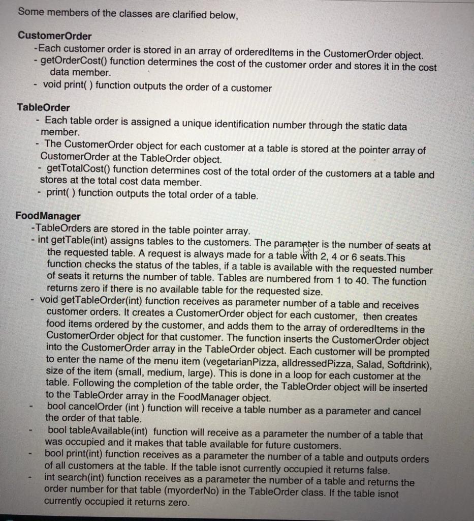 Solved Restaurant Management System We want to design a | Chegg.com