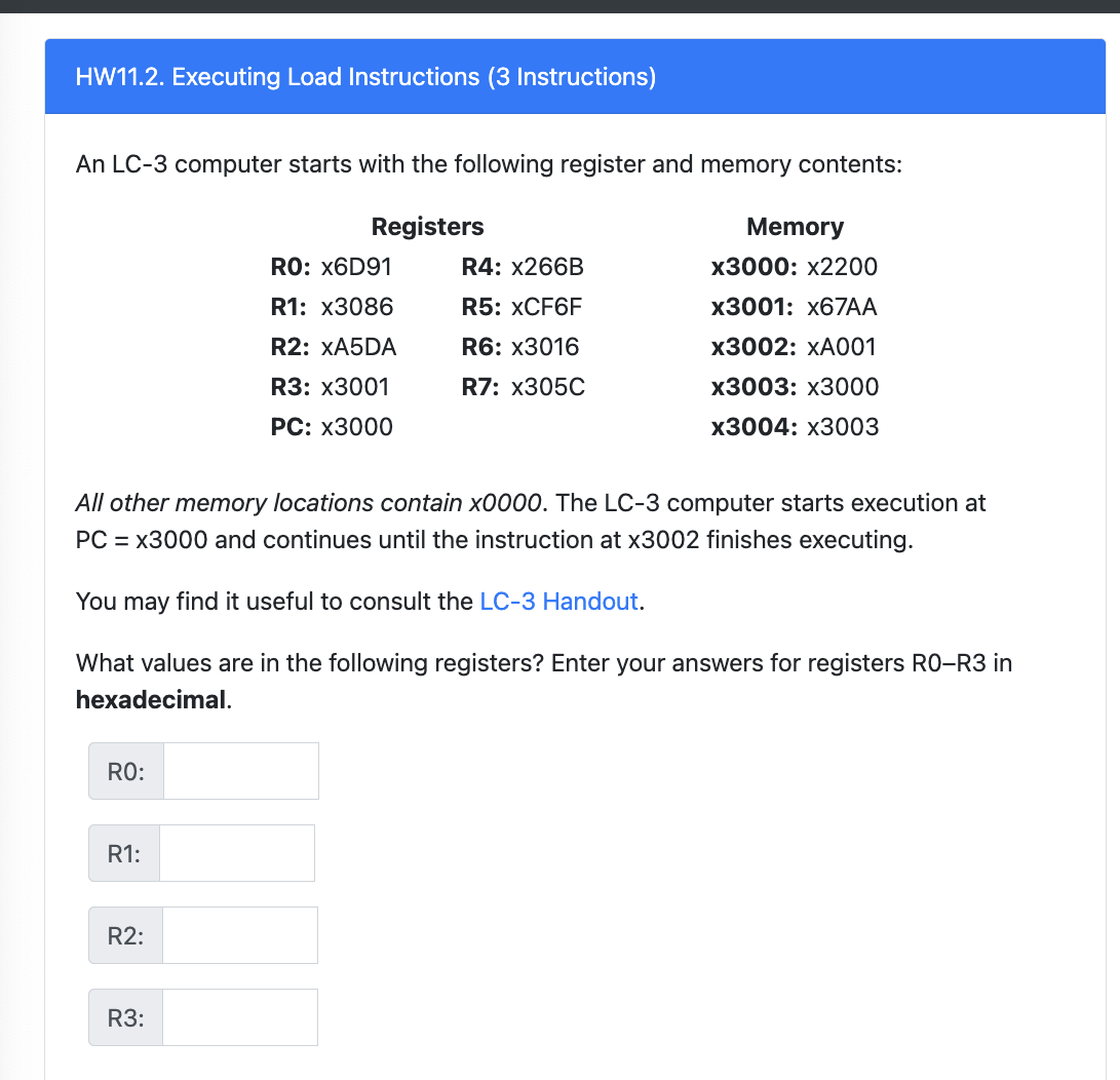 Solved HW11.2. ﻿Executing Load Instructions (3 | Chegg.com