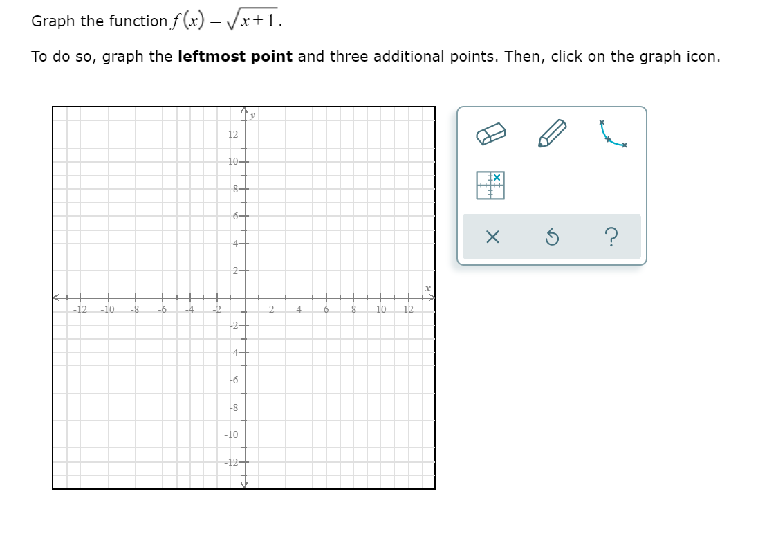 Solved Graph the function f (x) = Vx+1. To do so, graph the | Chegg.com