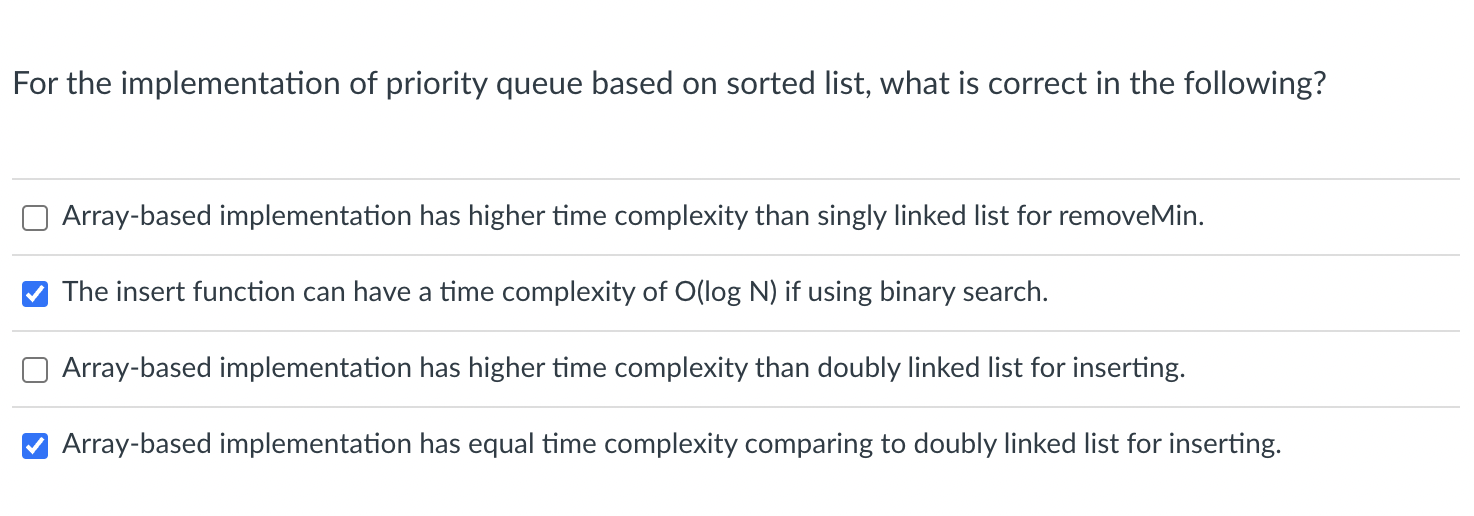 Solved Eor the implementation of priority queue based on | Chegg.com Solved Eor the implementation of priority queue based on | Chegg.com
