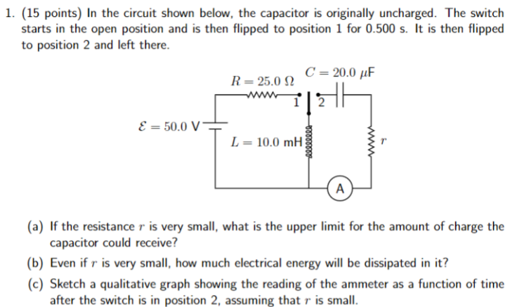 Solved 1. (15 points) In the circuit shown below, the | Chegg.com