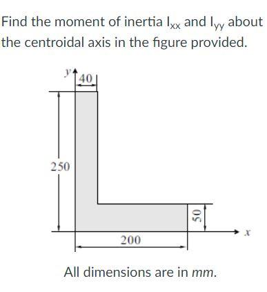 Solved Find the moment of inertia Ixx and lyy about the | Chegg.com