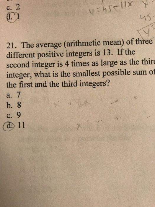Solved The average (arithmetic mean) of three different | Chegg.com