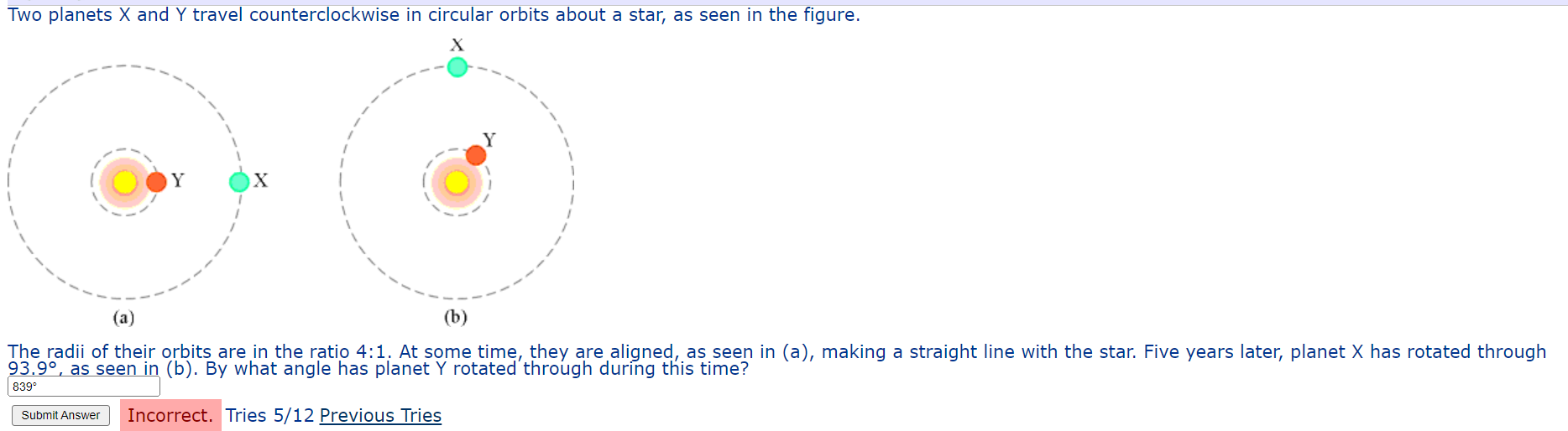 Solved Two planets X and Y travel counterclockwise in | Chegg.com