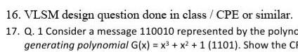 Solved 16. VLSM design question done in class / CPE or | Chegg.com