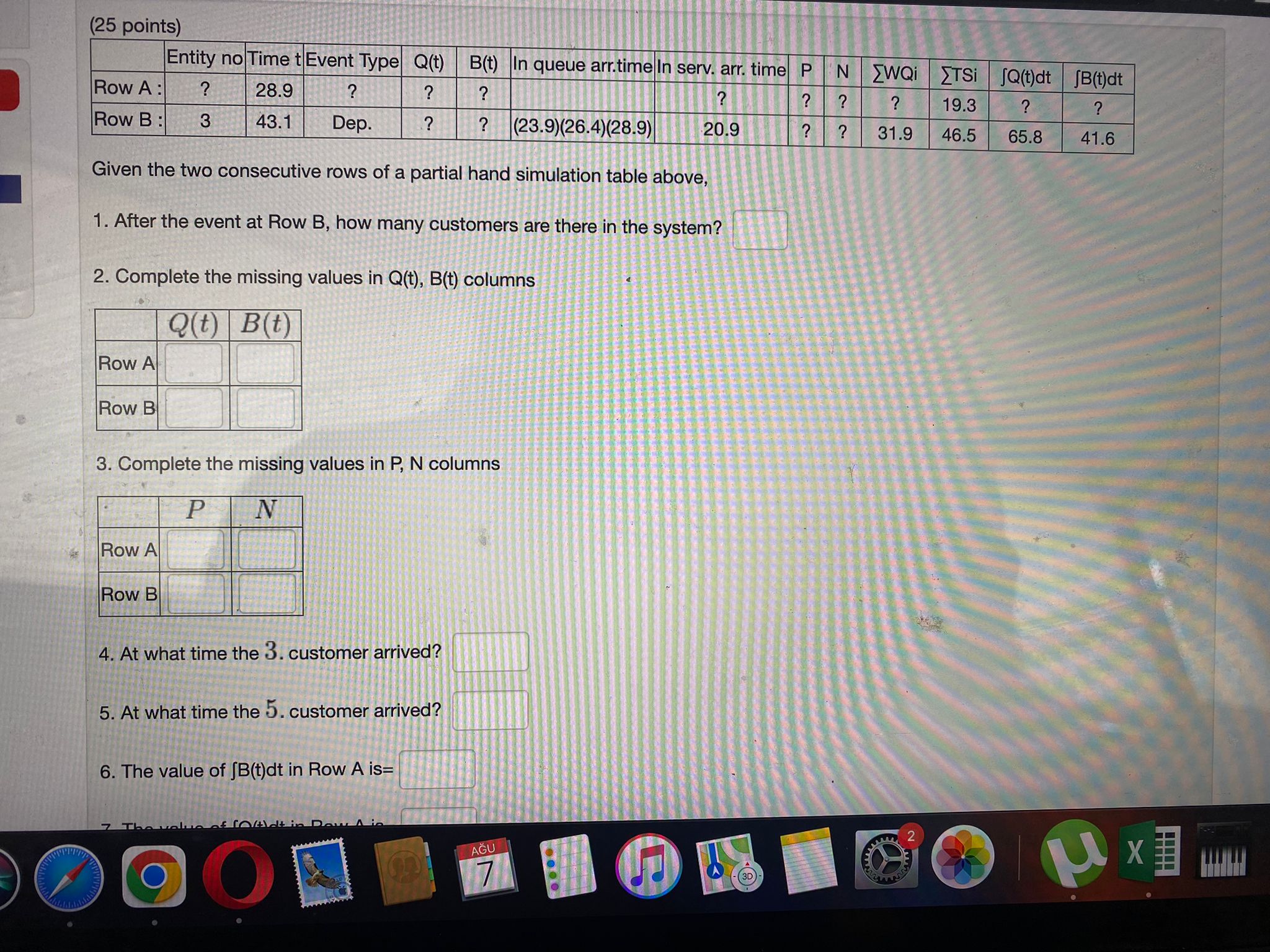 Solved (25 points) Given the two consecutive rows of a | Chegg.com